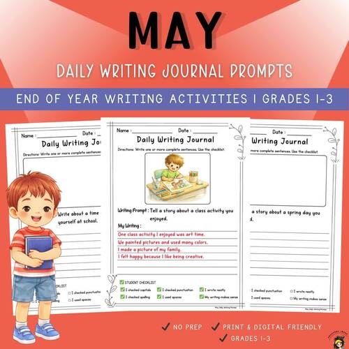May Writing Prompts | Daily Writing Journal | End of Year Writing ...