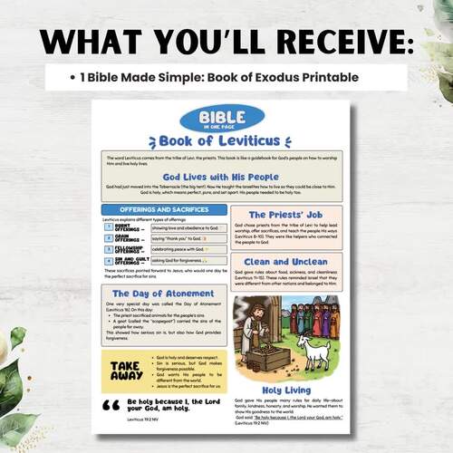 The Bible Made Simple: Leviticus One Page Printable Fun Bible Summary ...