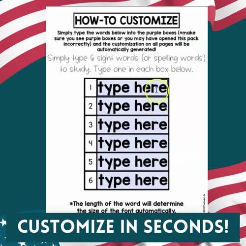 Veterans Day Editable Color by Code Sight Word Activities | TPT