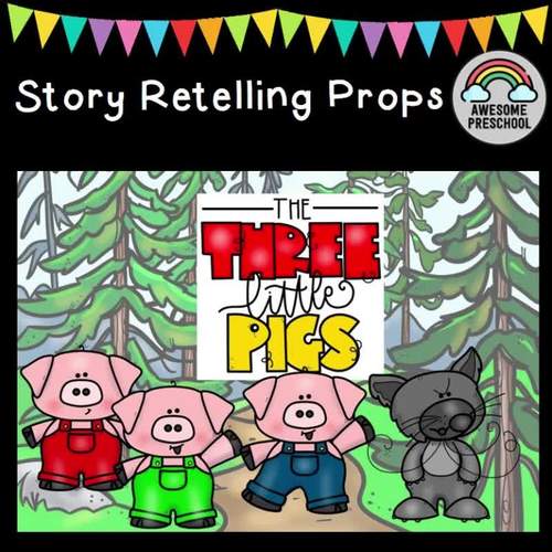 The Three Little Pigs Story Retelling Props & Sequencing Cards | TPT