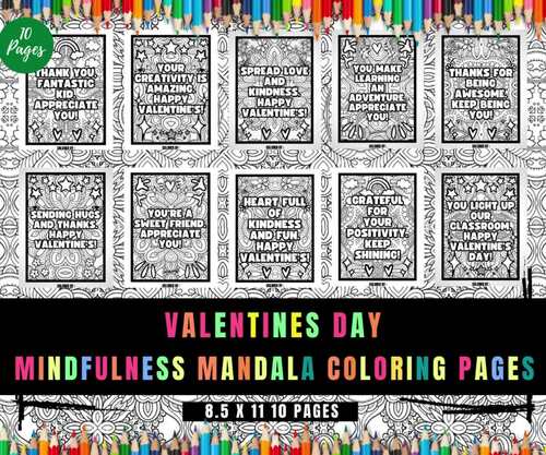 Valentines Day Coloring Sheets, Fun Affirmation and Saying For Kids