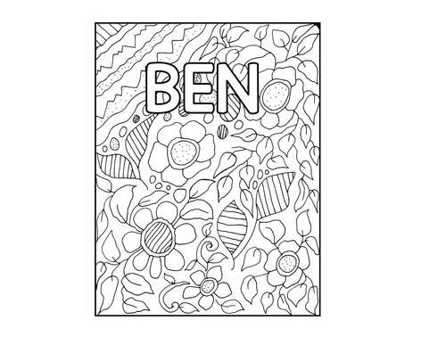 Printable Name Coloring Pages, Spring Floral Coloring Worksheets, Editable