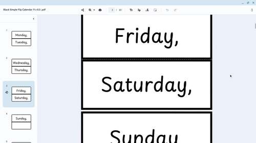 Editable Black Flip Calendar | Day, Month, Year with Commas & Suffixes ...