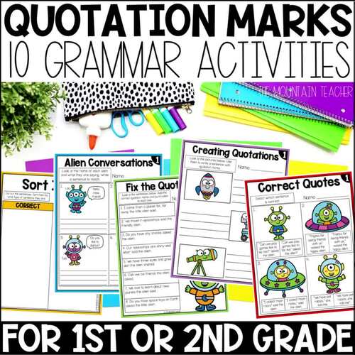 Quotation Marks Activities, Grammar Worksheets and Quotations Anchor Charts