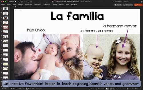 Elementary Spanish Lesson Slides | La familia, adjetivos posesivos ...