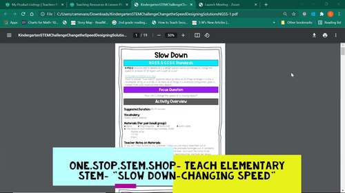 Kindergarten STEM Challenge- Change the Speed- Designing Solutions- (NGSS)