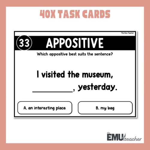 Appositive Task Card Essential & Nonessential Improve Grammar ...