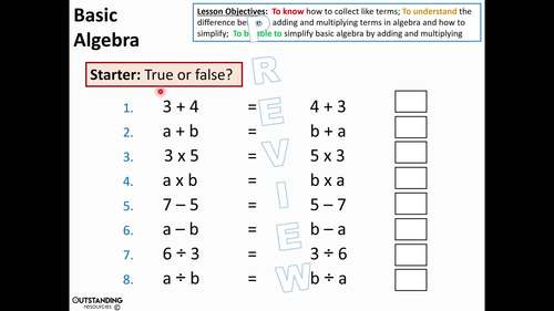 Collecting Like Terms Activities and Lesson by Outstanding Resources