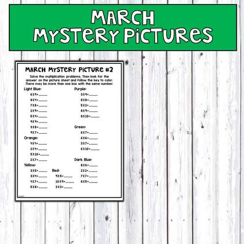 March Multiplication Mystery Pictures | Color by Number by Joyful 4th