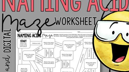 Naming Acids Maze Worksheet in Print and Digital | Distance Learning