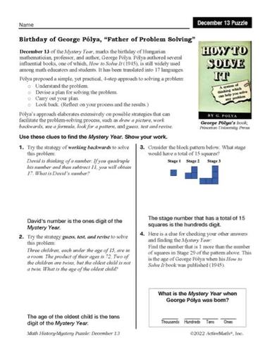 Polya Problem-Solving Mini Lesson PDF: Integrate Middle School Math and ...