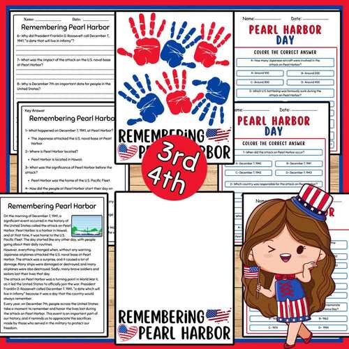 Pearl Harbor Day Bundle 3rd- 4th: Craft - Reading Comprehension ...