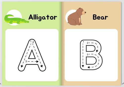 Alphabet Tracing Practice with Animals A–Z – Uppercase & Lowercase ...