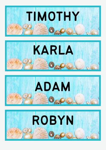 Student Name Desk Labels → PRINTABLE Sea Shell Classroom Tags / Cards