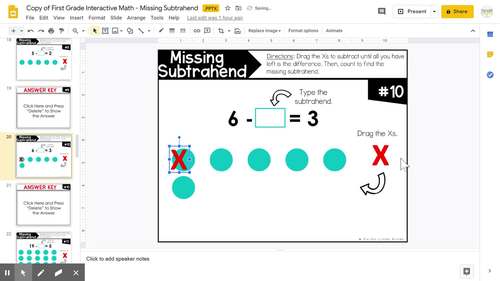 Missing Subtrahend First Grade Math Activity for Google Slides | TpT