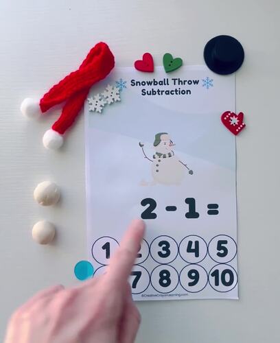 Snowball Throw Subtraction – Hands-On Fun Winter Math Center for ...