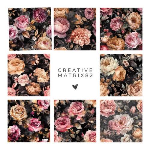 Pink Black Roses Digital Paper, Gothic Backgrounds, Dark Romantic ...