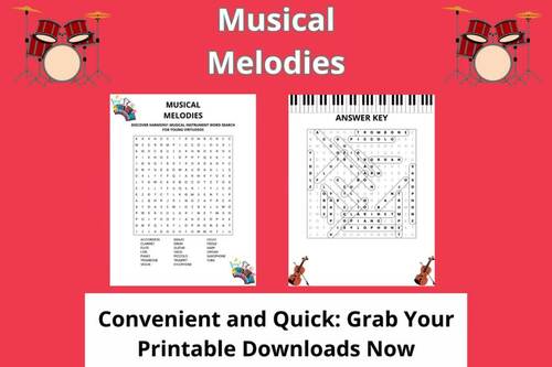 Musical Instrument Word Search-Discover Musical Instruments. For 3rd ...