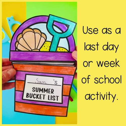 Summer bucket list writing craft activity template for last day week of ...