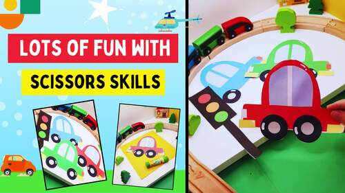 Scissor Skills 2D Shape and Cutting Practice Crafts - Cute Cars by ...