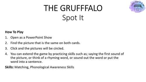 THE GRUFFALO Spot It Matching (PowerPoint Game) by Little Star in a Jar