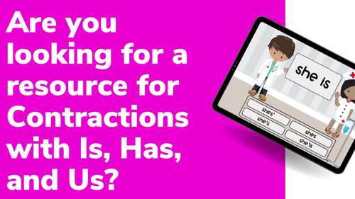 Contractions Boom Cards | Contractions With Is, Has, And Us by Fiddleheads