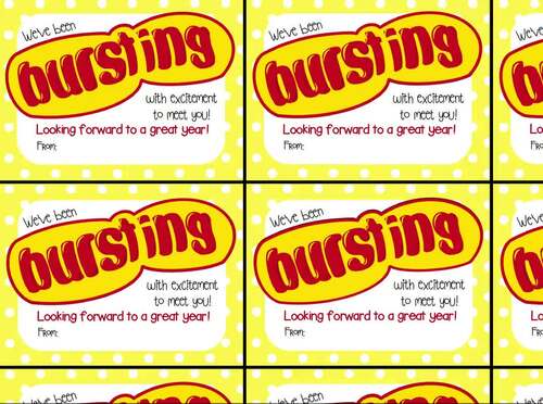 Starburst Beginning of Year Gift Tag- We've been bursting with excitement