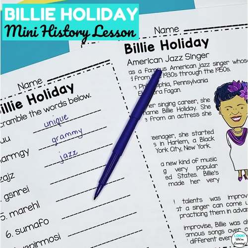 Elementary Black History Activities: Digital + Print Billie Holiday ...