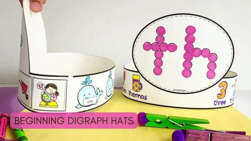 Beginning Digraph Crafts | Beginning Digraph Hats | Trace Cut and Paste ...