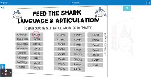Feed the Shark Language & Articulation | Speech Therapy | BOOM CARDS™