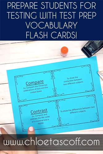 Reading Test Prep Flash Cards | Test Prep Vocabulary | Editable Flash Cards