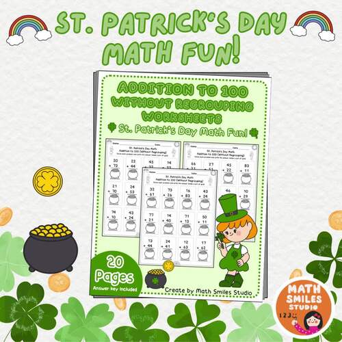 St. Patrick’s Day 2-Digit Addition to 100 (No Regrouping) Worksheets ...