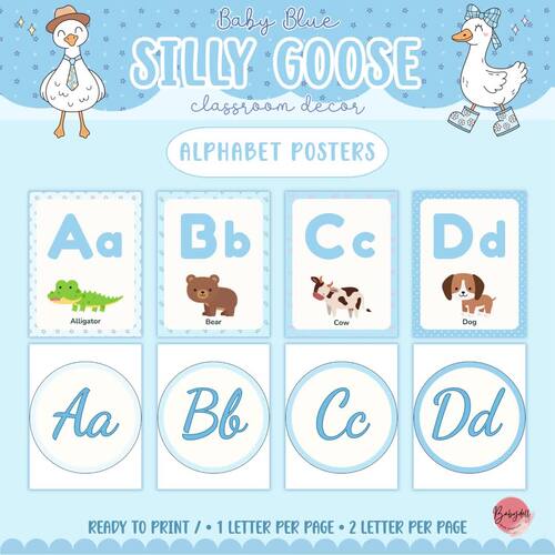 Alphabet Posters: Baby Blue Silly Goose | Classroom Decor Letter Wall ...