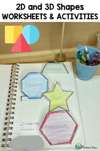 2D and 3D Shapes Worksheets & Activities for Kindergarten - 2nd Grade