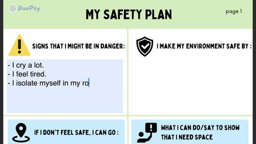 Safety Plan for Youth | Fillable PDF & Printable PDF by DuoPsy | TPT
