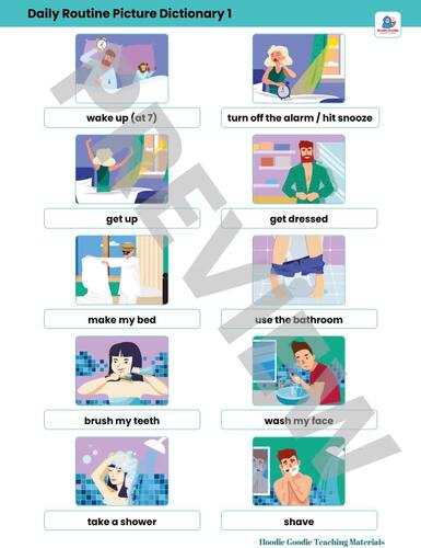 Daily Routine Vocabulary Picture Dictionary & Practice Editable PDF ...