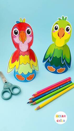 Paper Cone Parrot Craft Printable 3D Tropical Bird, Low Prep Cut & Glue ...
