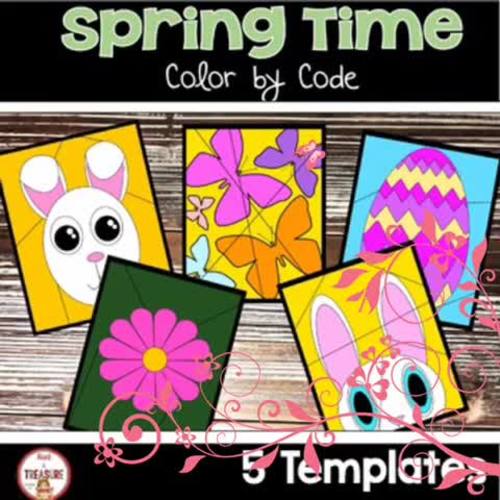 Spring Time Color by Code Templates Clipart | Digital and Print | TPT