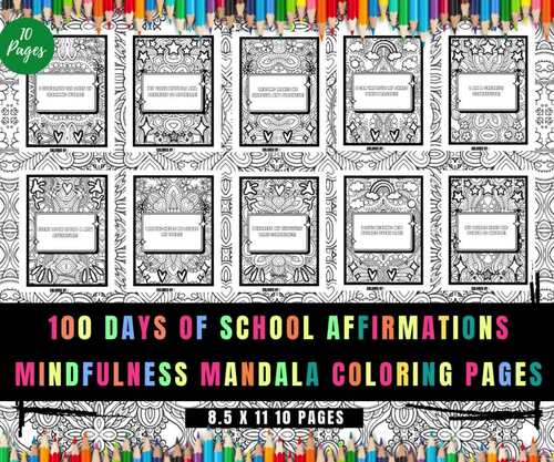 100 Days Of School ELA Activities Affirmation Message Coloring For Kids ...