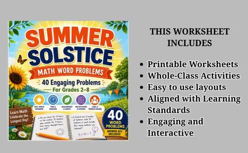 Summer Solstice Math Word Problems for Grades 2–8 | 40 Engaging Activities