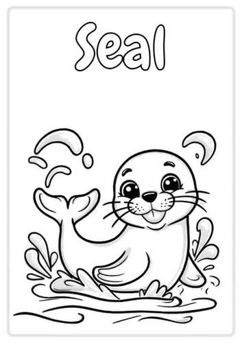 Best Pintable Sea Animal Seal coloring page,kids,cute,Printable,funny,sheet