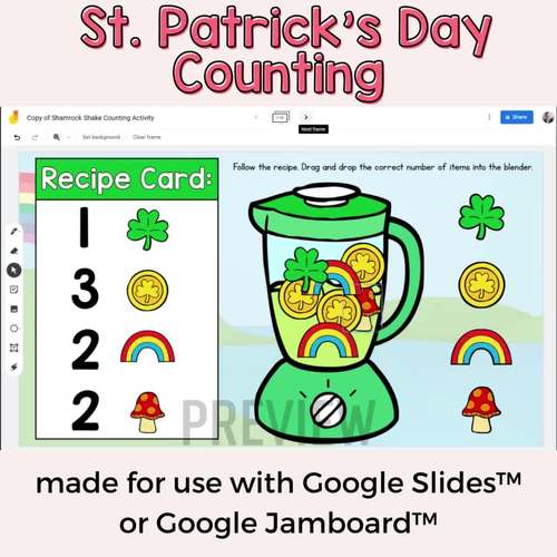 St. Patrick's Day Counting Digital Activity with Google Slides™ | TPT