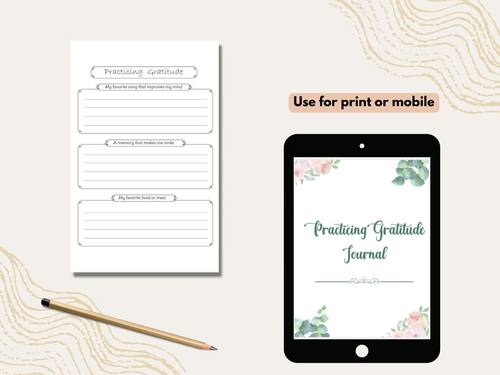 Eucalyptus themed Gratitude Journal printable bundle for teachers