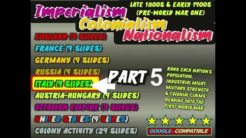 IMPERIALISM, COLONIALISM, NATIONALISM (1800-1914) - ITALY (PART 5 of ...