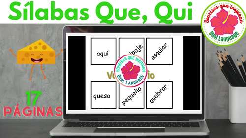 Bingo que y qui, Lotería en Español by Sonrisas que Inspiran Dual Language