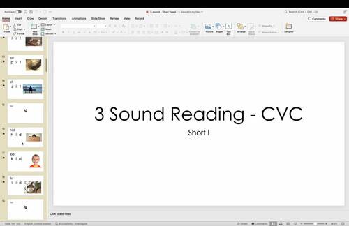 CVC Short Vowel I Blending Slides (PowerPoint) by Developing Kids' Minds