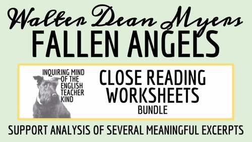 Fallen Angels by Walter Dean Myers Close Reading Analysis Worksheets Bundle