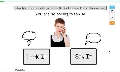 Say It or Think It Social Language Activity Speech Boom Cards™ by Aimee ...