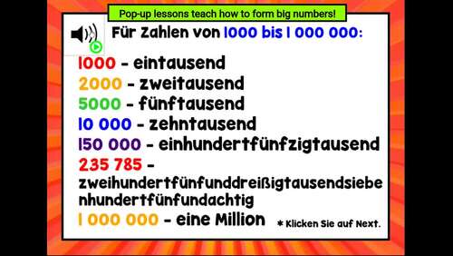 GERMAN NUMBERS BOOM CARDS 1000-1,000,000 Digital Task Cards German Numbers
