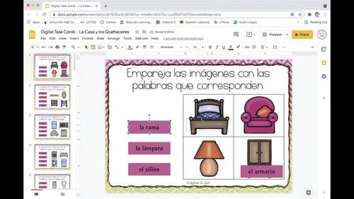 Spanish House and Chores Digital Task Cards by SenoraQ | TPT